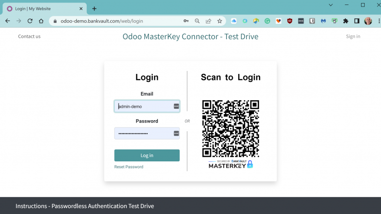 Odoo ERP - MasterKey Connector for Passwordless Authentication - Odoo ERP - MasterKey Connector ...